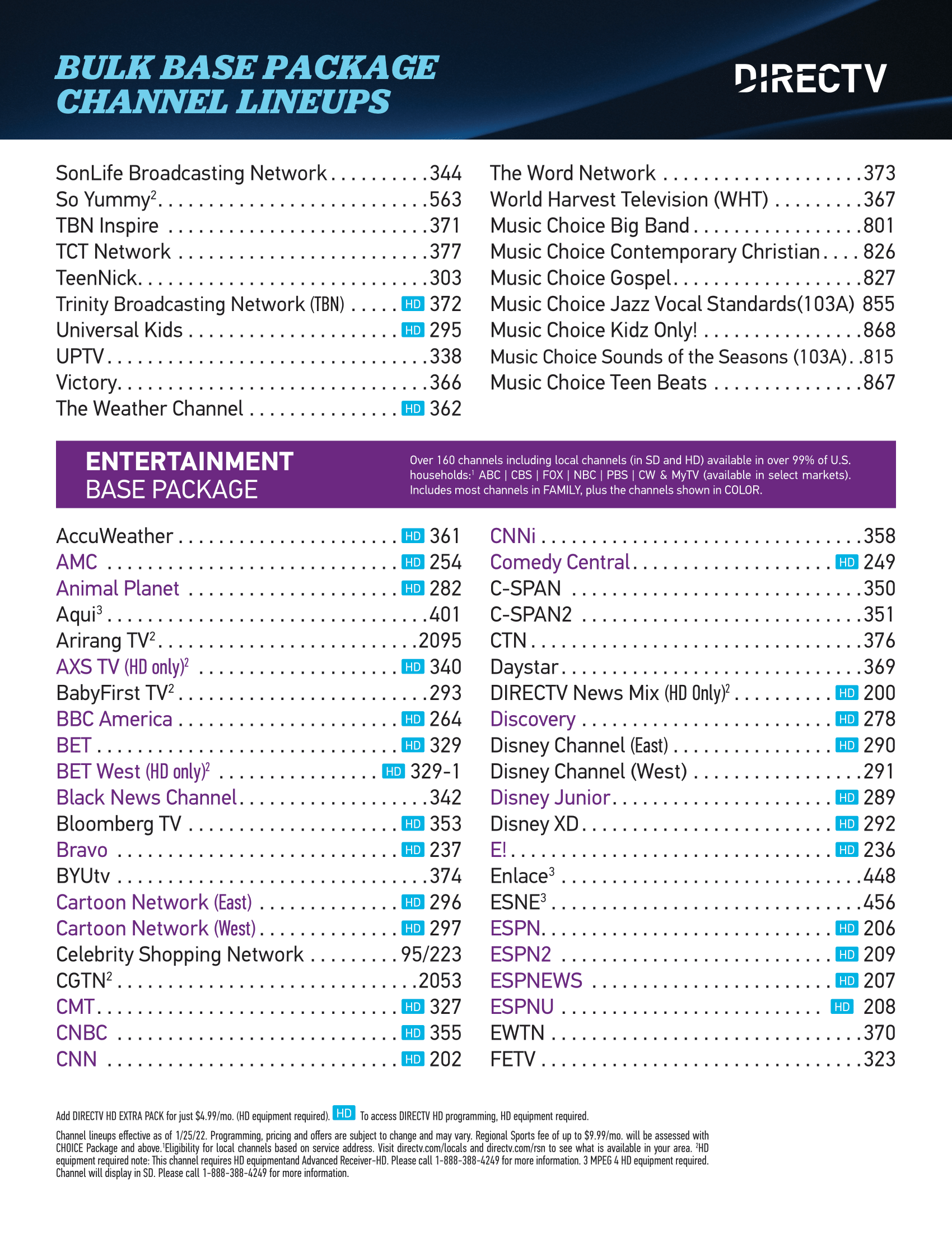 Channel Lineups DIRECTV - Stellar Fiber Internet